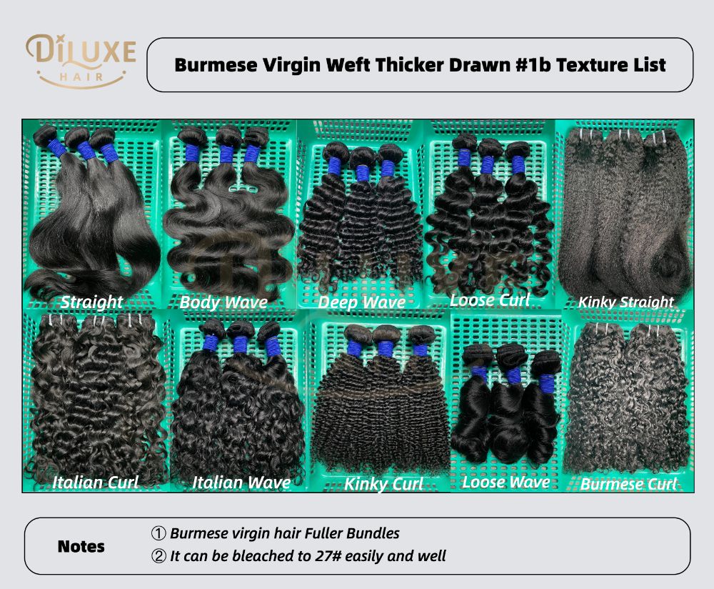 BV Weft Thicker Drawn #1B – DiLuxe Hair